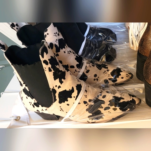 Qupid | Shoes | Cow Print Booties | Poshmark